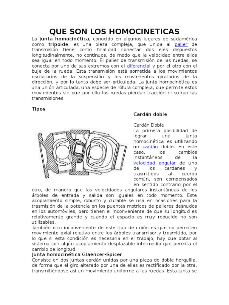 Qué es la junta homocinética en vehículos | PDF | Automóviles ...