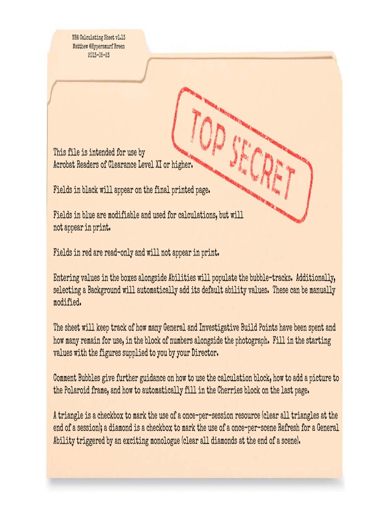 Calculating Character Sheet - NBA v1 - 13 | PDF