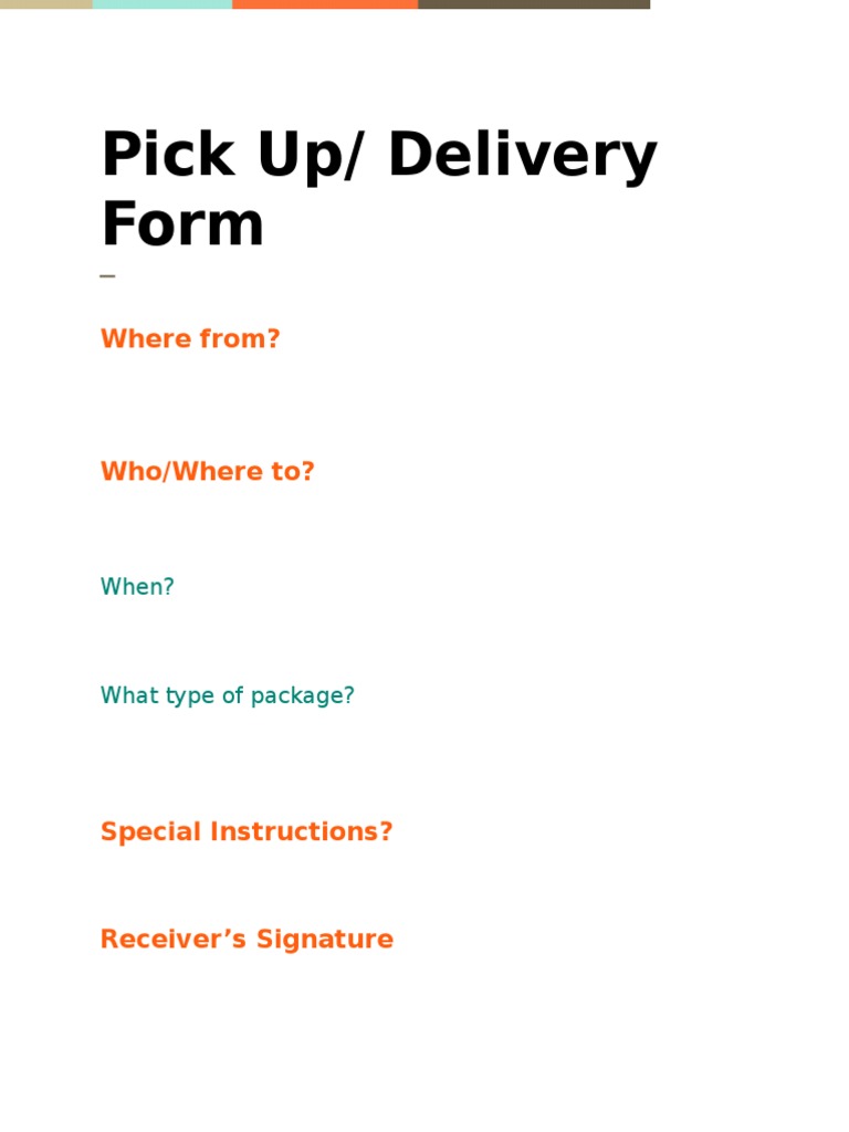 Package Pickup and Delivery Form | PDF