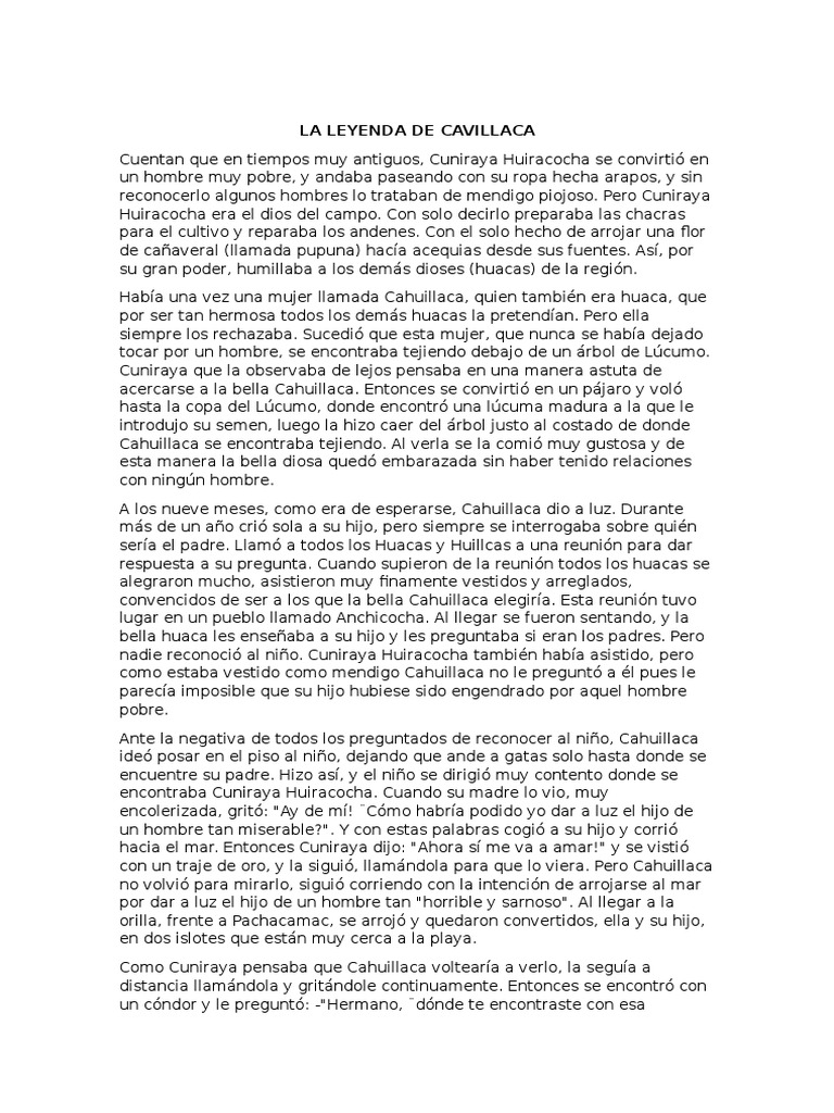 La Leyenda de Cavillaca | PDF