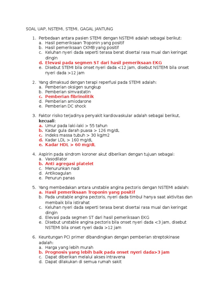 Soal Uap, Nstemi, Stemi, Gagal Jantung | PDF