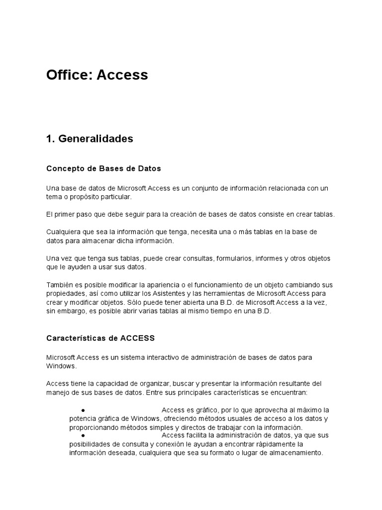 Introduccion A Access | PDF | Tabla (base de datos) | Bases de datos