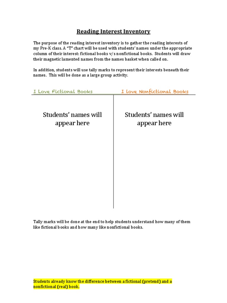 Pre-K Reading Interest Inventory Guide | PDF
