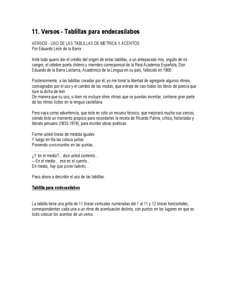 Endecasílabos.pdf | Ritmo | Poética