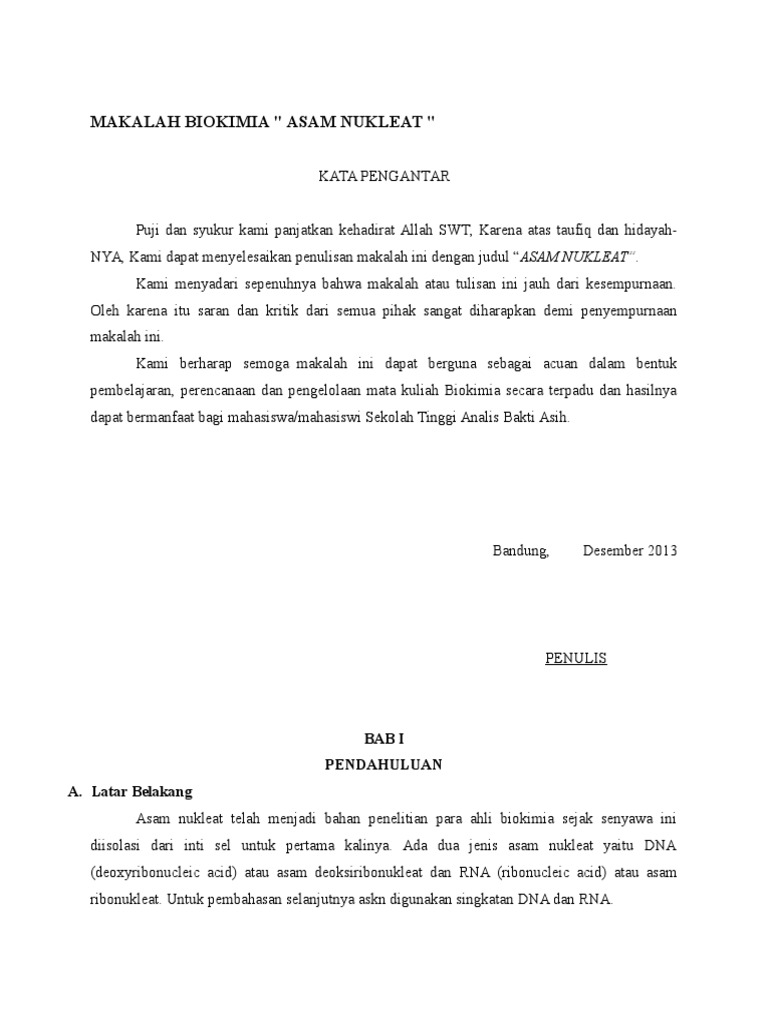 Contoh MAKALAH BIOKIMIA | PDF