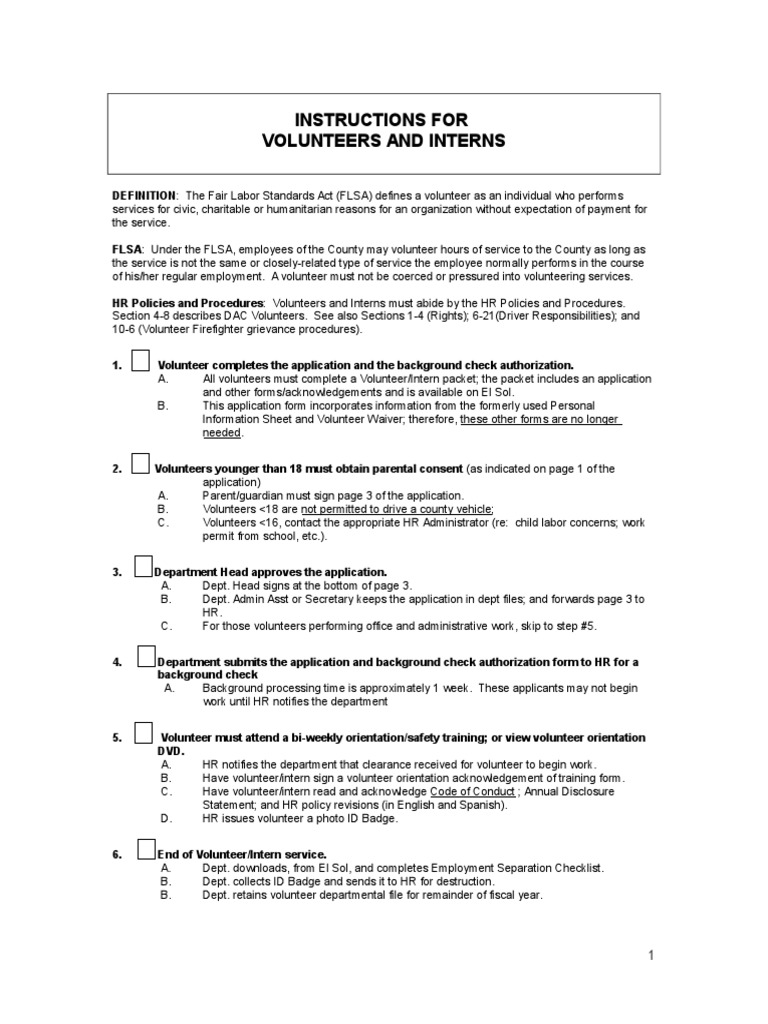 Instructions For Volunteers and Interns | PDF | Volunteering | Employment