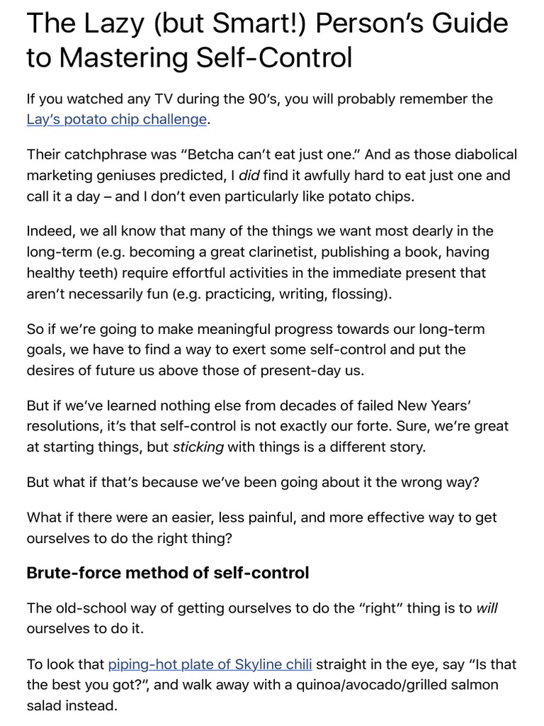Mastering Self-Control | PDF | Self Control | Self-Management
