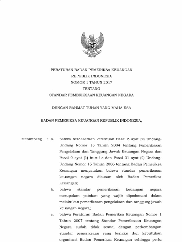 SPKN-Peraturan BPK No.1 Tahun 2017 | PDF