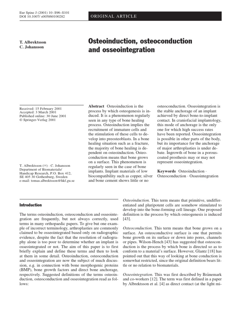 Osteoconduction and Osteoinduction | PDF | Dental Implant | Osteoblast