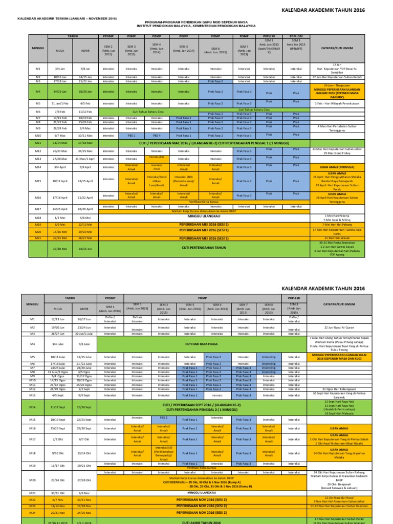 01 KALENDAR AKADEMIK 2016-Senat - Edited Dis2015 PDF | PDF