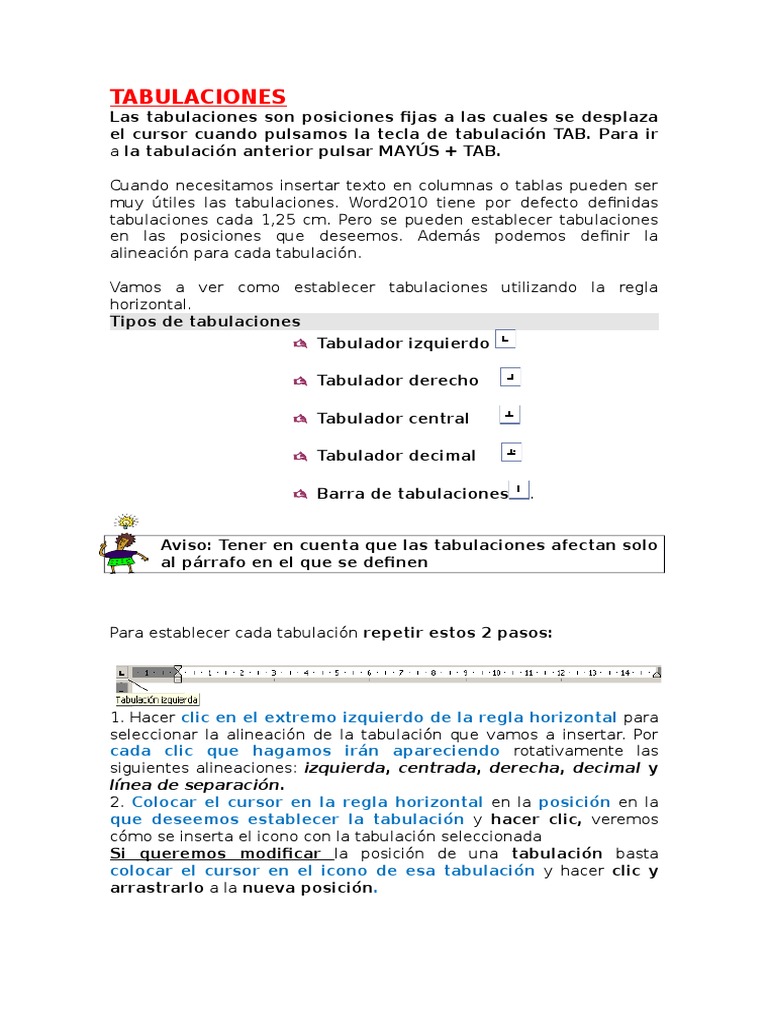 Tema 6 . - Tabulaciones WORD 2010 | PDF
