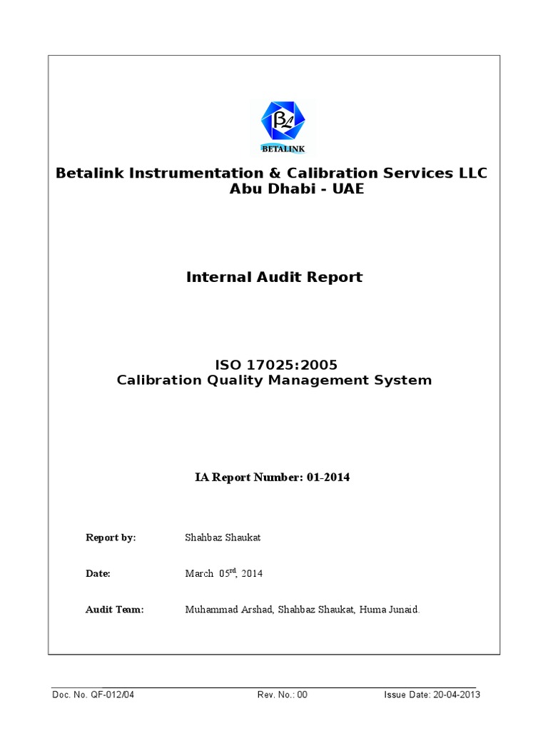 Internal Audit Report 2014 | PDF