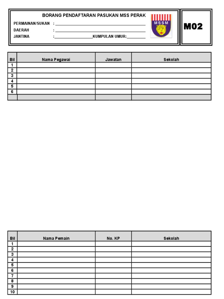 Borang Pdaftaran M02 | PDF
