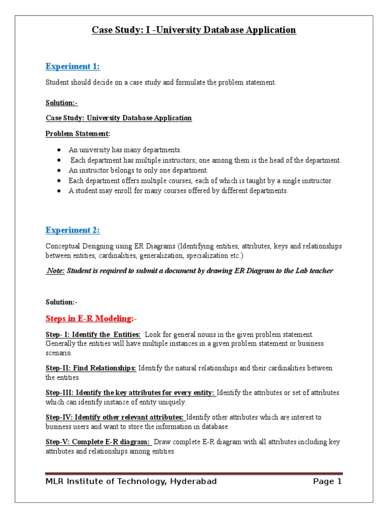 Case Study 1 University Database Application Till Exp 3 | Download Free ...