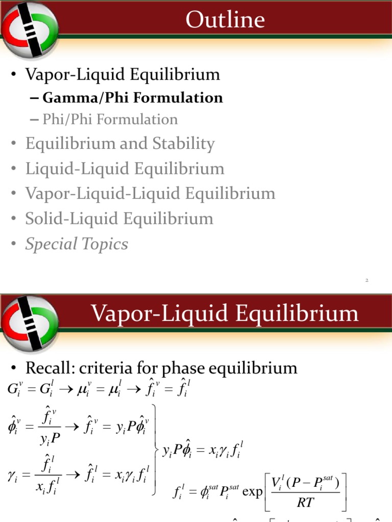 Analysis of Vapor-Liquid Equilibrium Concepts and Calculations for ...