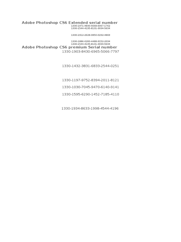 Adobe Photoshop CS6 Extended Serial Number2 | PDF