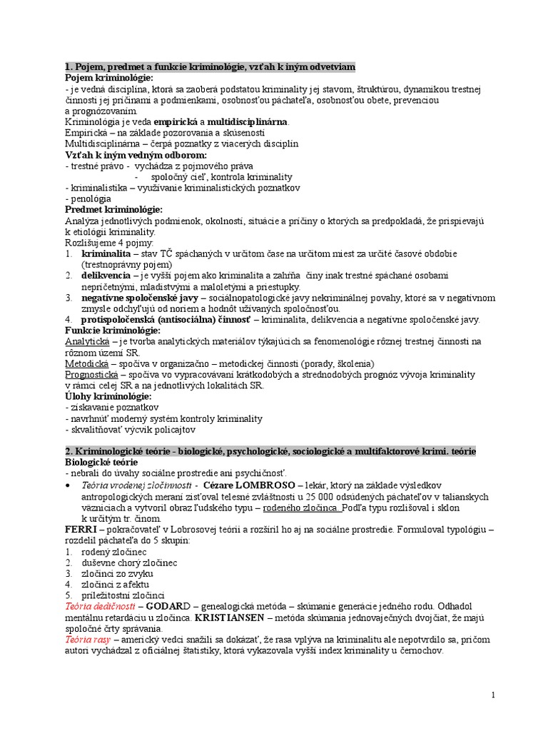 Kriminologia Vypracovane | PDF