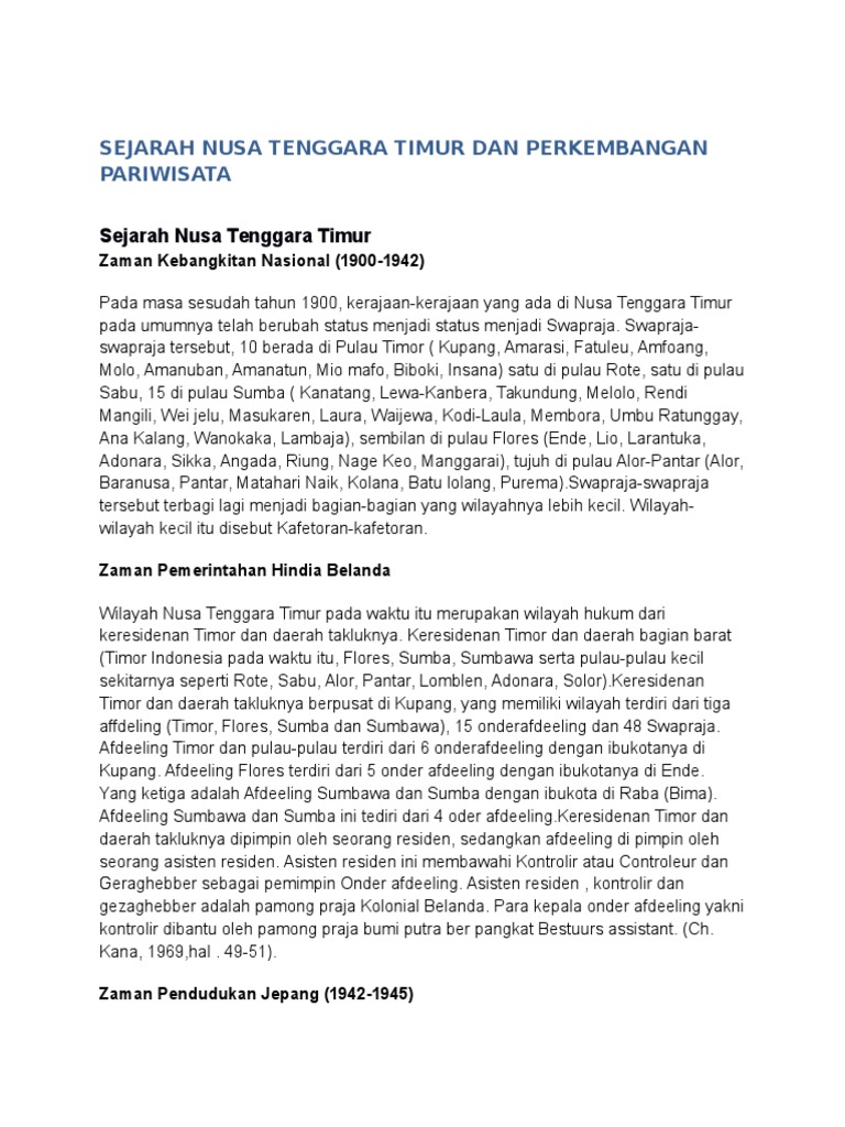 Pariwisata NTT | PDF