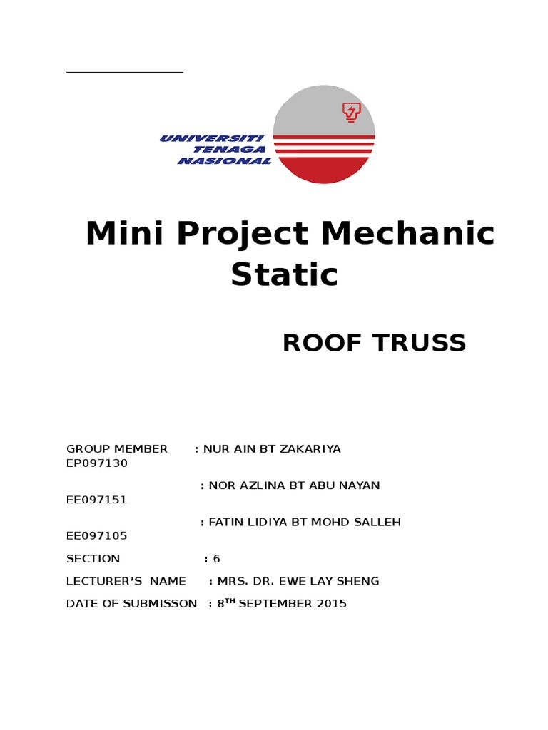 Mini Project Mechanic Static | PDF | Truss | Building