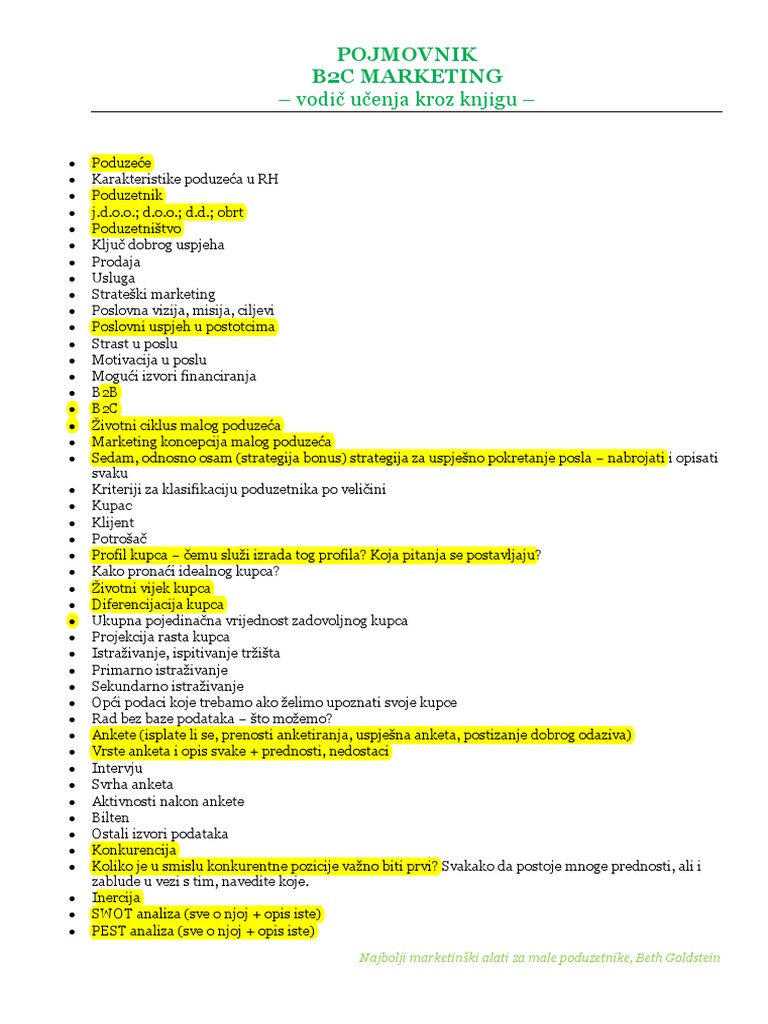 B2C Marketing - Vodic Za Ucenje | PDF