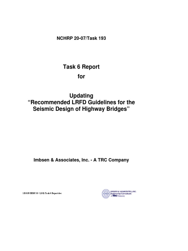 NCHRP 20-7 (193) Task 6 Report As Sent To AASHTO Website 10-29-01 PDF ...
