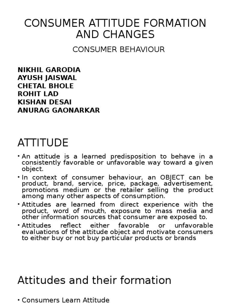 Consumer Attitude Ppt | Attitude (Psychology) | Brand