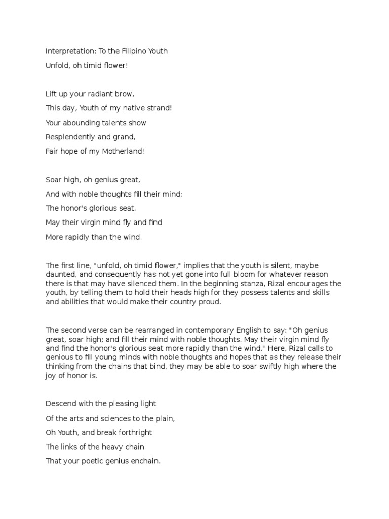 Rizal Poems Interpretation From Internet | Virtue | Spirituality