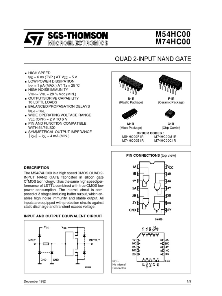 7400 | PDF | Cmos | Electronic Design