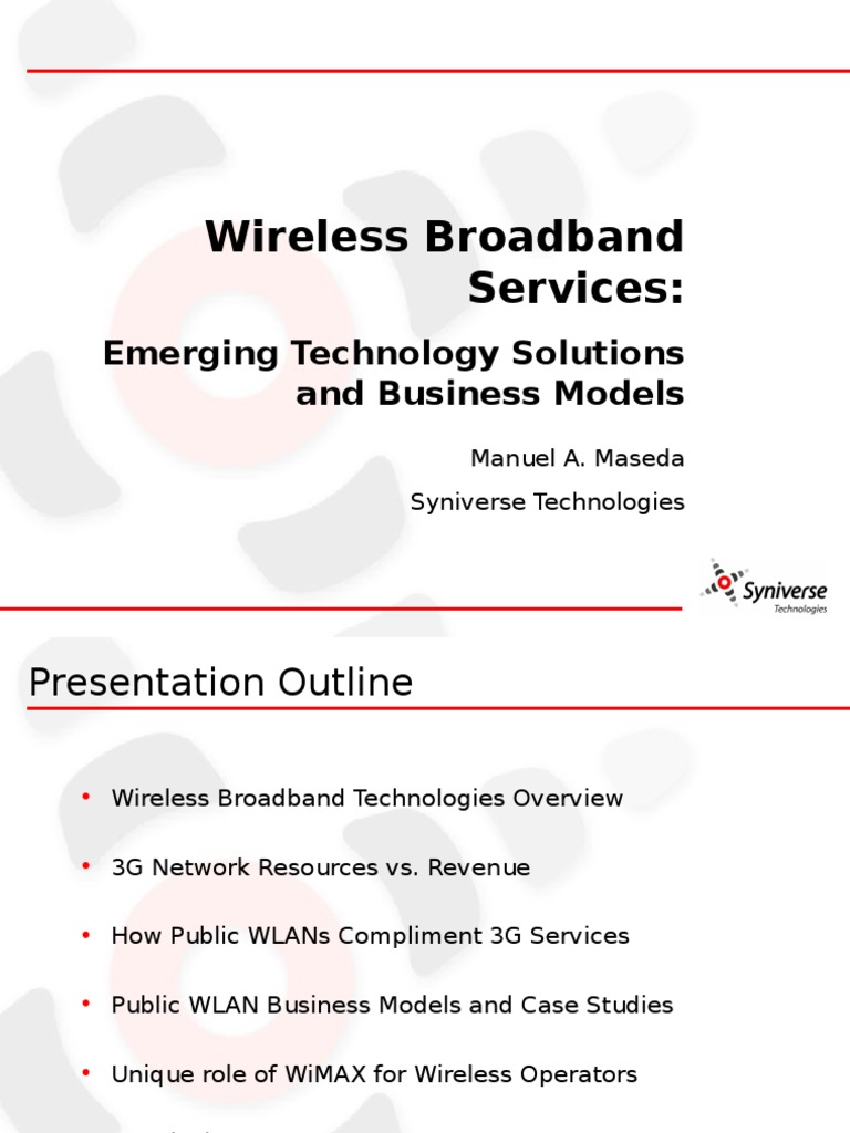 Wireless Broadband Services:: Emerging Technology Solutions and ...