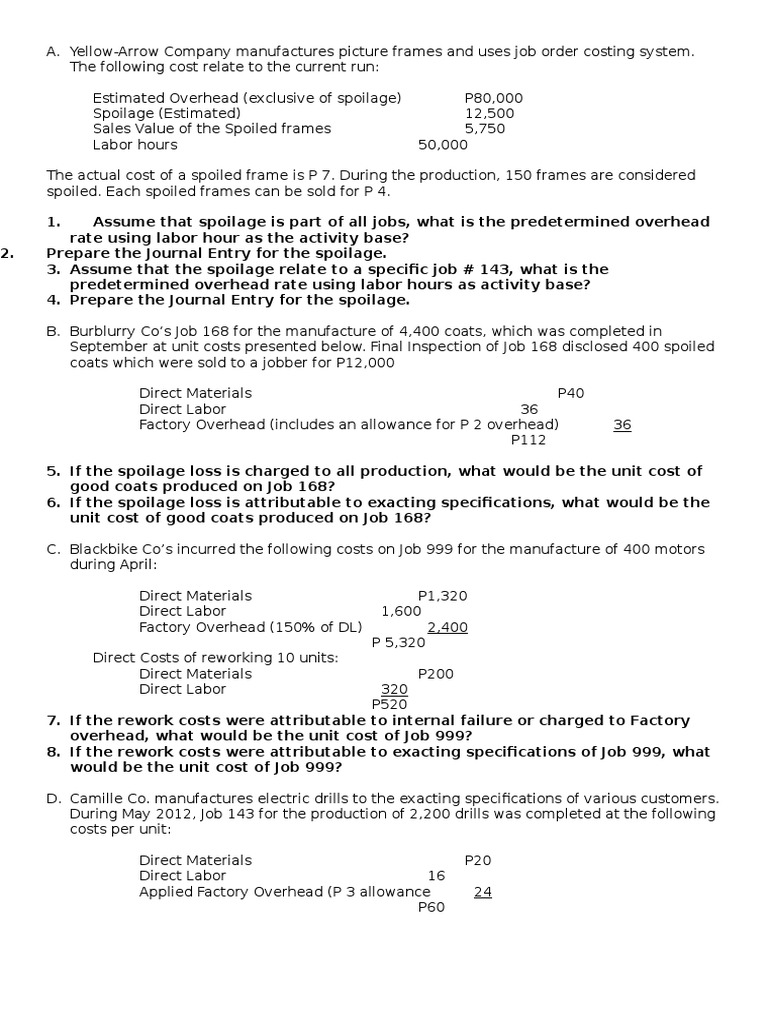 Spoilage and Rework Probs | Download Free PDF | Cost Of Goods Sold | Cost