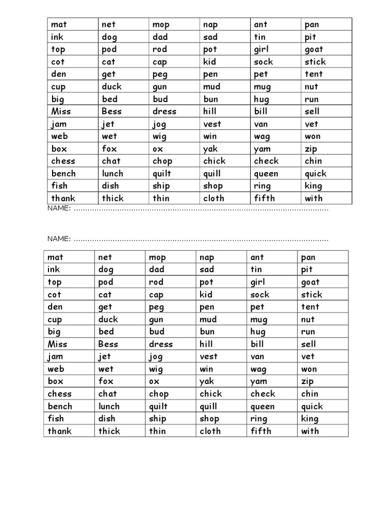 Wordlist Year 1 | PDF