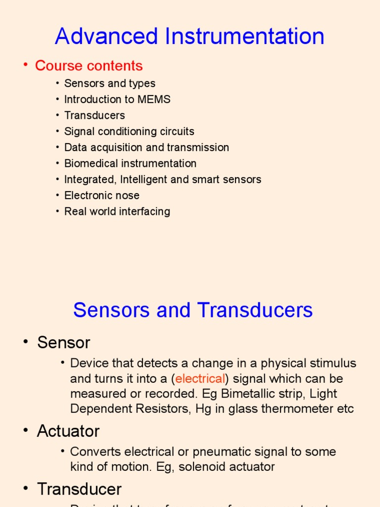 Advanced Instrumentation: - Course Contents | PDF | Accuracy And ...