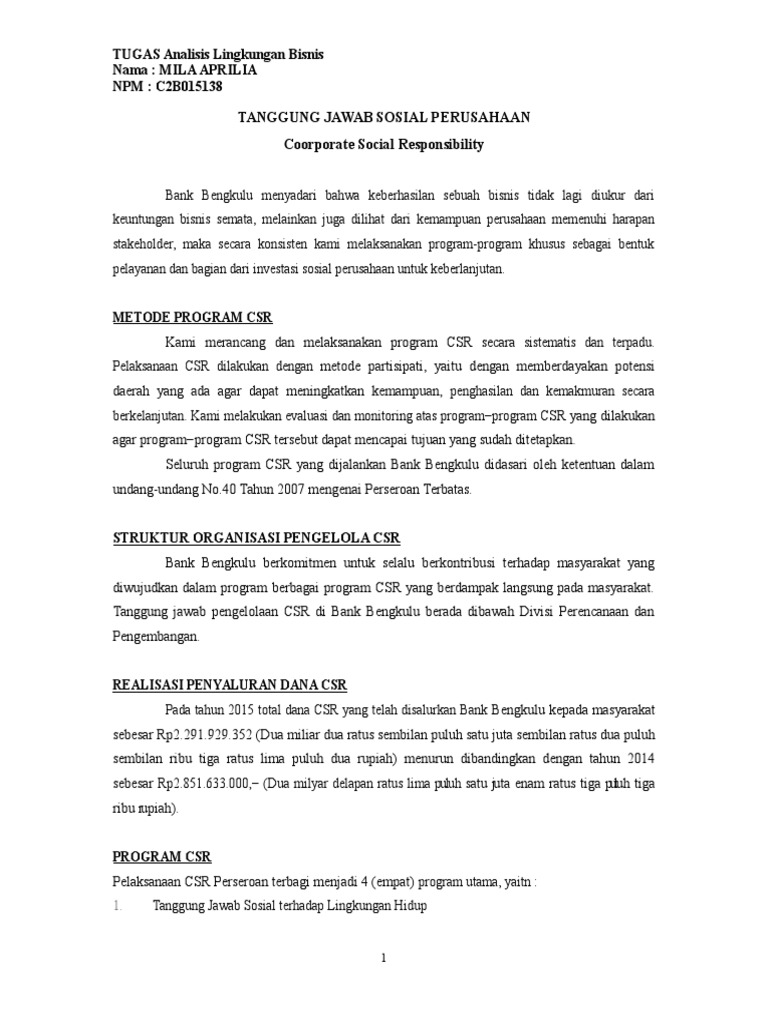 Metode Program CSR | PDF