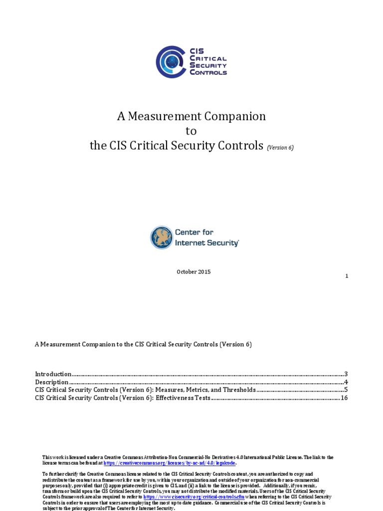 A Measurement Companion To The CIS Critical Security Controls VER 6.0 ...