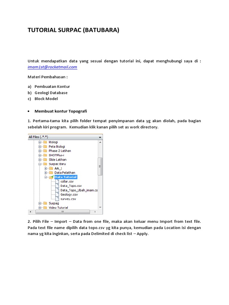 Tutorial Surpac - Edisi Batubara PDF | PDF | Metode & Bahan Ajar