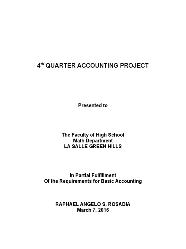 4th Qtr Accounting Project Analysis | PDF | Debits And Credits | Expense