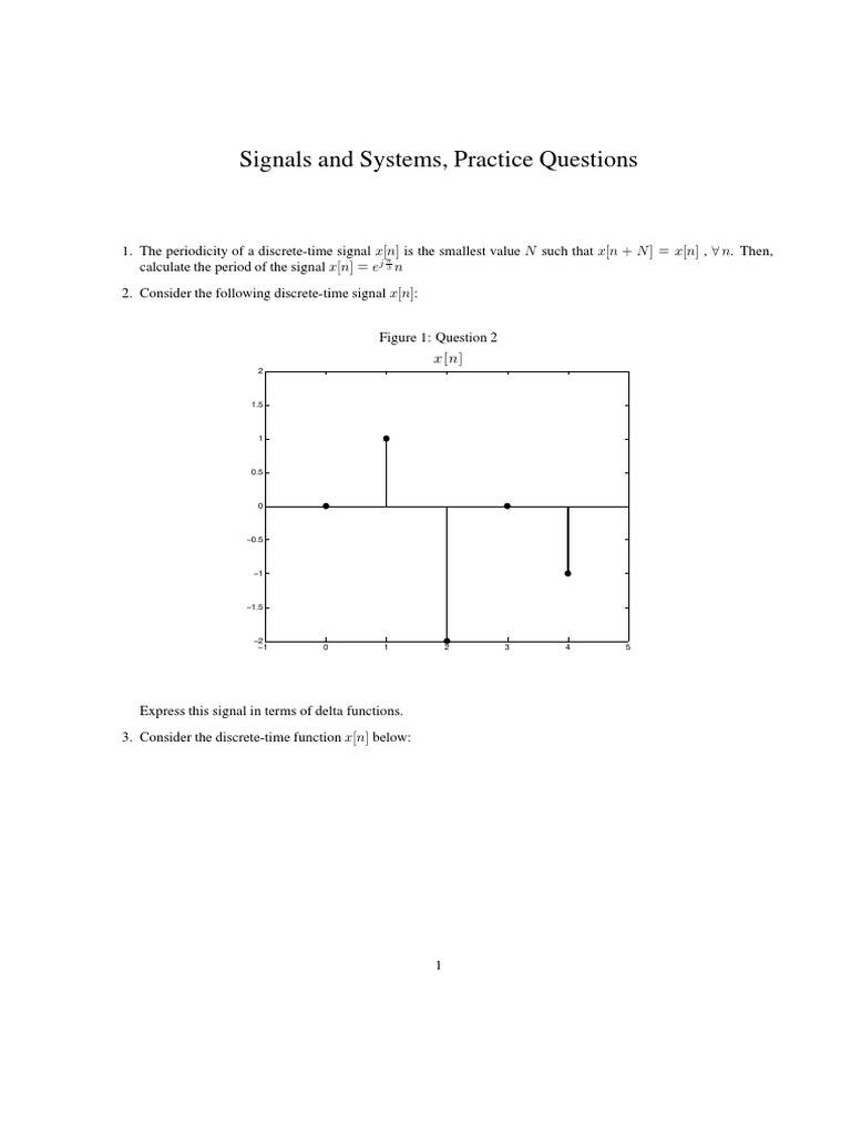 Signals and Systems, Practice Questions | PDF | Teaching Methods ...
