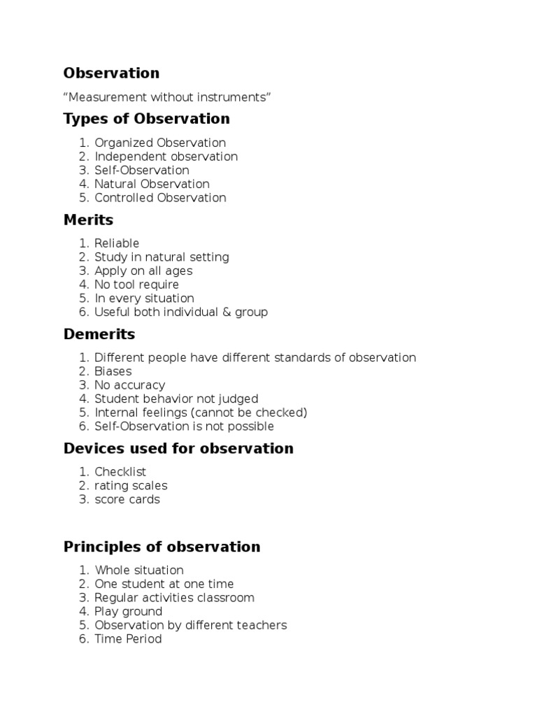 Observation Types of Observation | PDF | Self-Improvement
