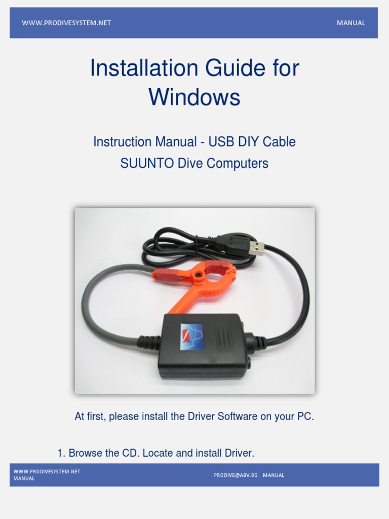 Installation Guide For Windows: Instruction Manual - USB DIY Cable SUUNTO Dive Computers | PDF ...