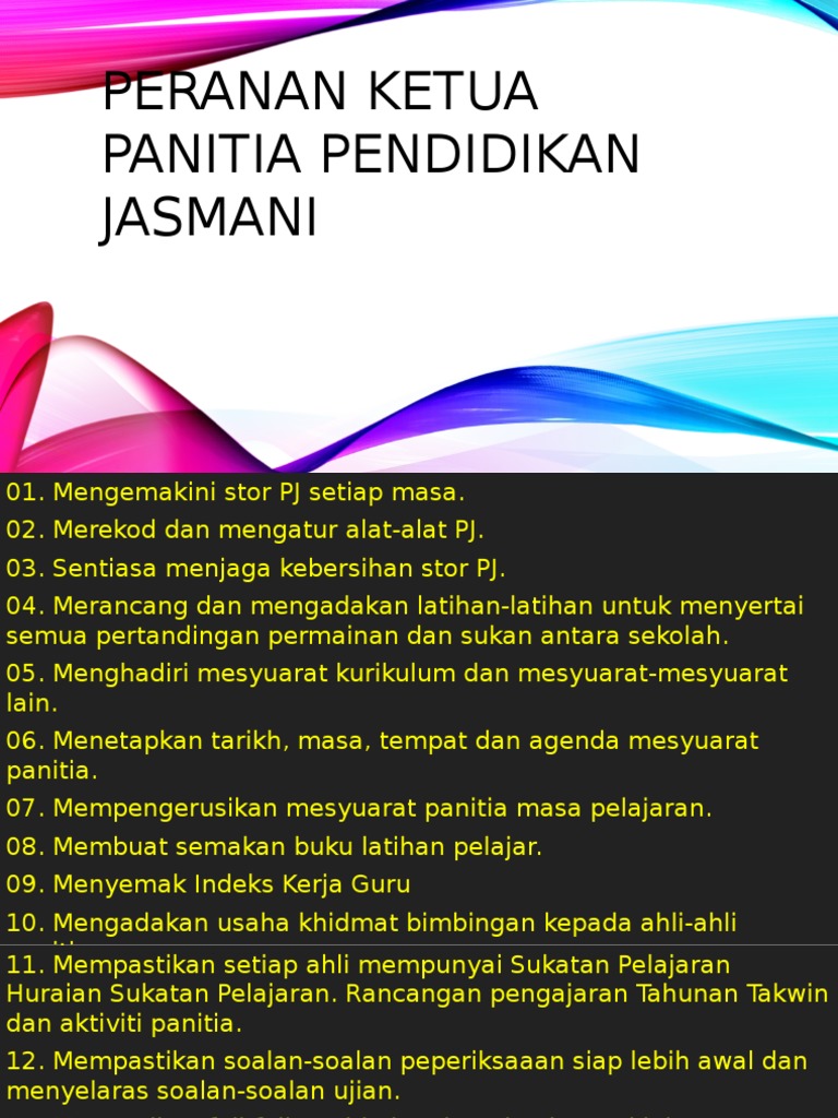 Peranan Ketua Panitia Pendidikan Jasmani | PDF