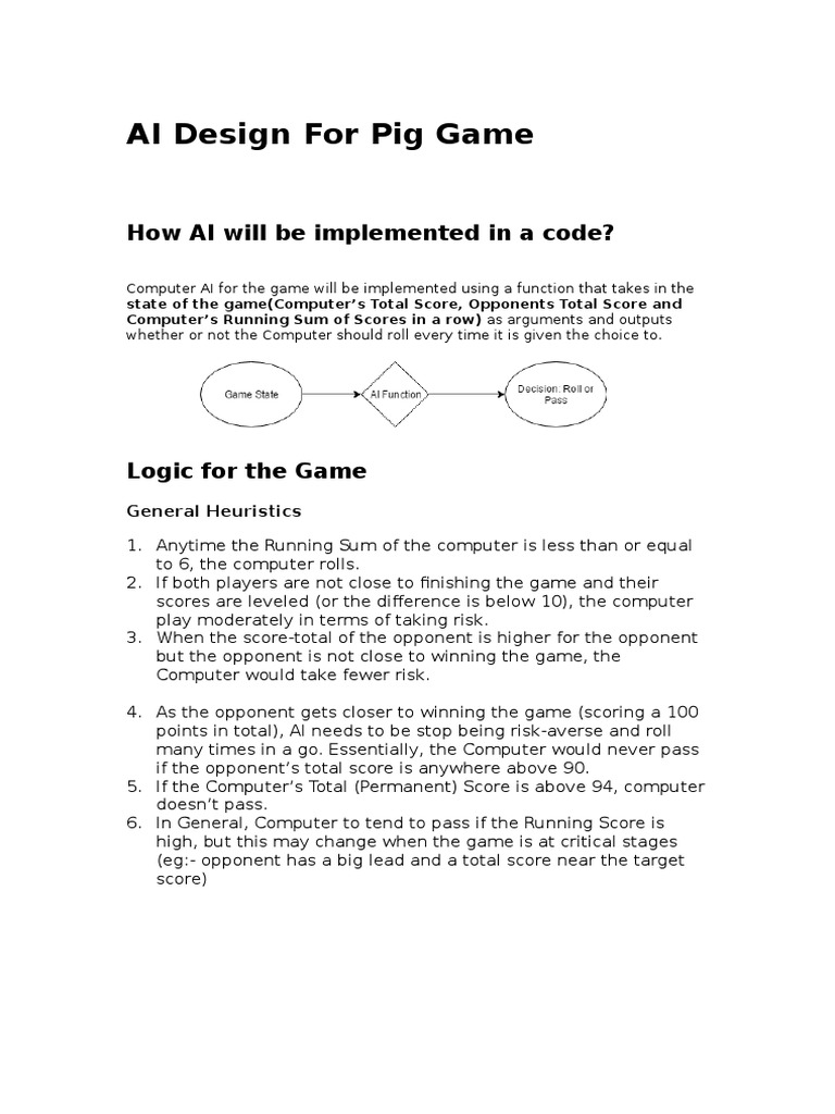 AI Design For Pig Game | PDF