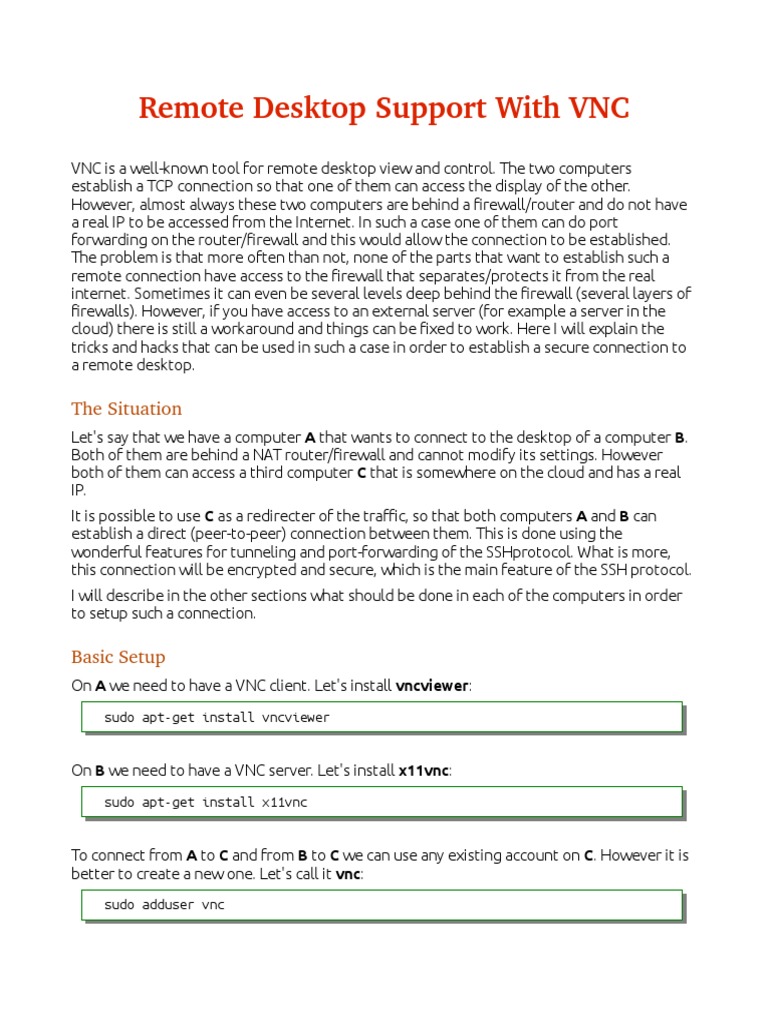 Remote Desktop Support With VNC | PDF | Computer Networking | Network ...