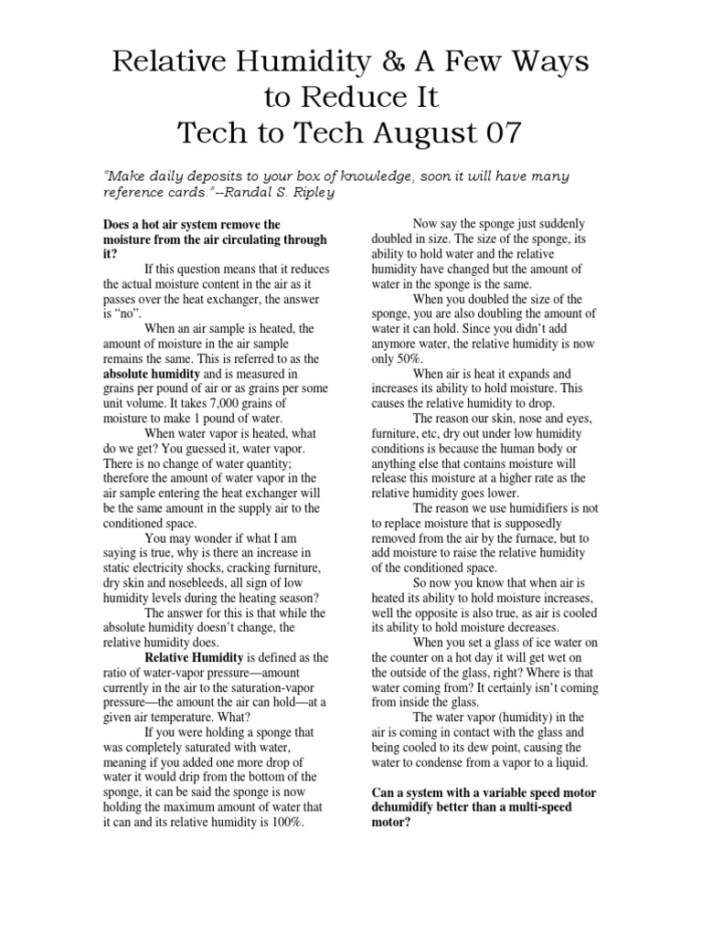 6 August 07 Humidity Facts | PDF | Humidity | Relative Humidity