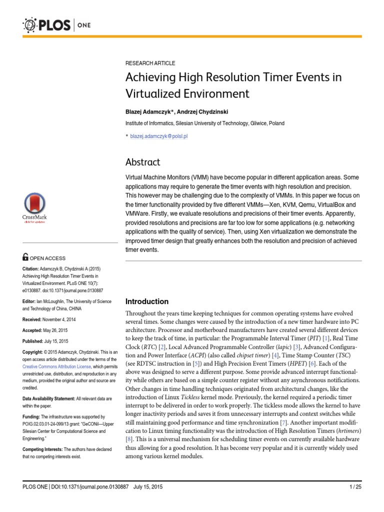 Achieving High Resolution Timer Events in Virtualized Environment | PDF ...