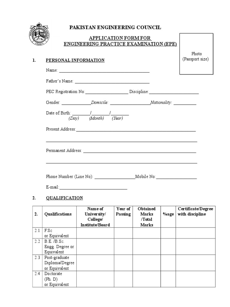 Engineering Practice Exam Form | PDF | Engineering | Academic Degree