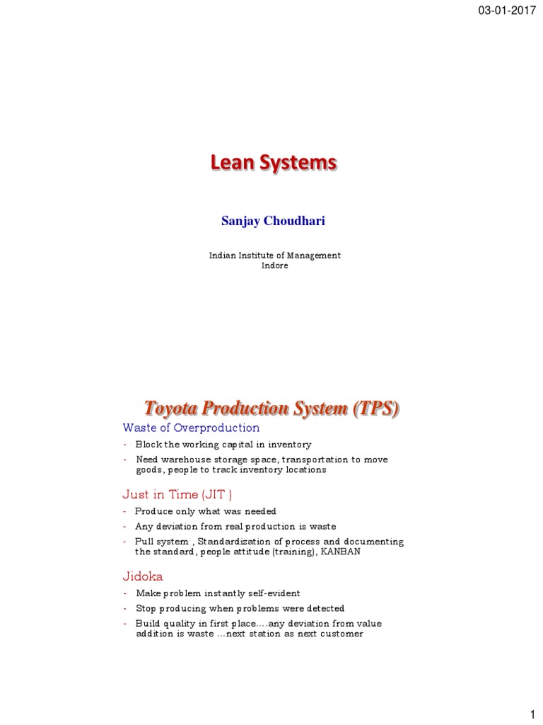 01 Lean System | PDF | Lean Manufacturing | Production And Manufacturing