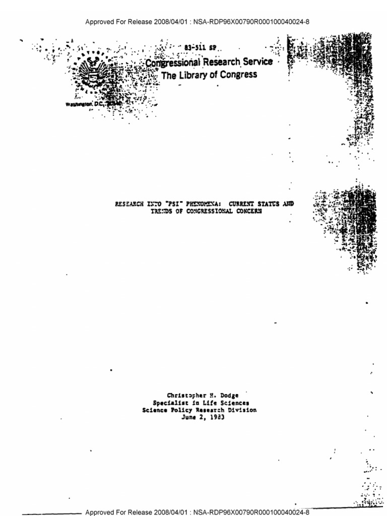 CIA Crest Database: PSI Research Report (Stargate Files) | PDF
