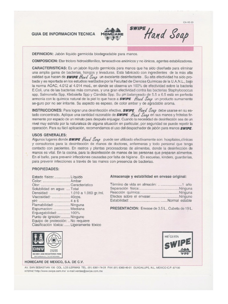 Hand Soap Tds | PDF