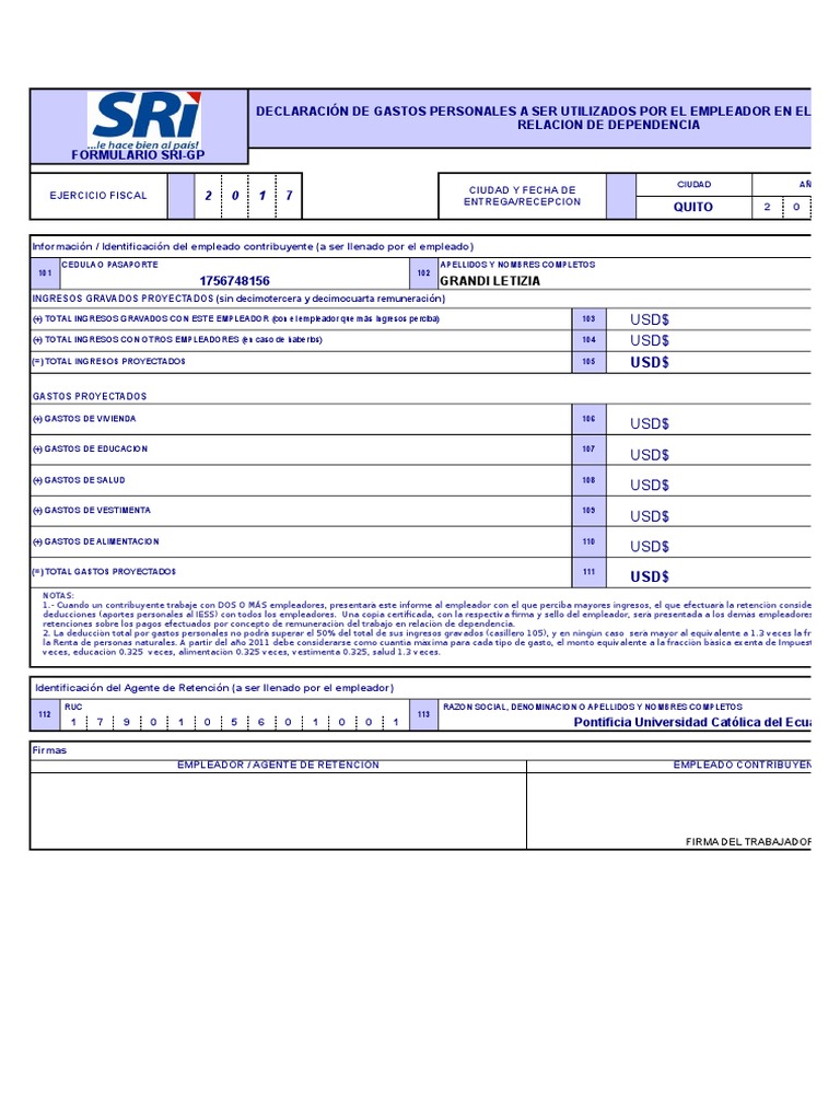 Formulario Sri Gp2017 | PDF | Pagos | Impuestos