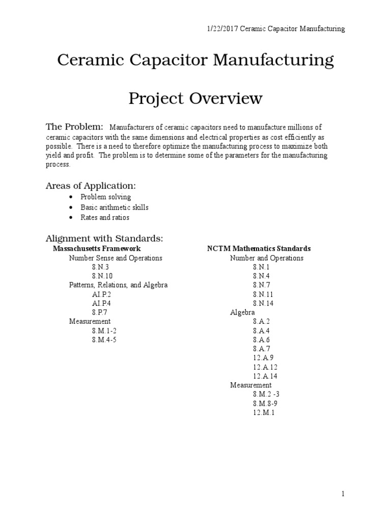 Ceramic Capacitor Manufacturing Project Overview: The Problem | PDF ...